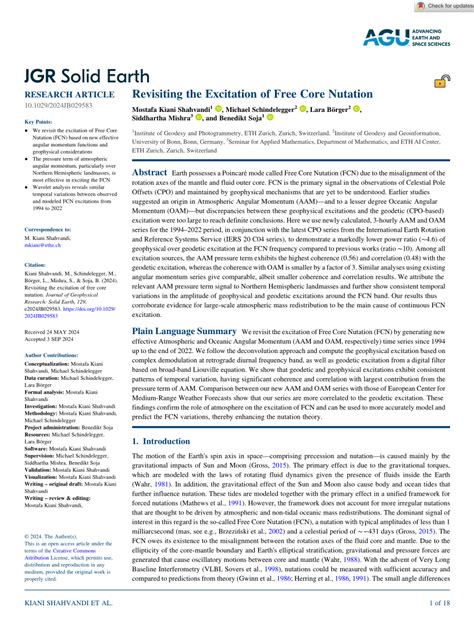 Pdf Revisiting The Excitation Of Free Core Nutation