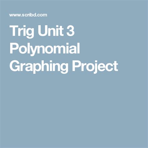 Trig Unit 3 Polynomial Graphing Project