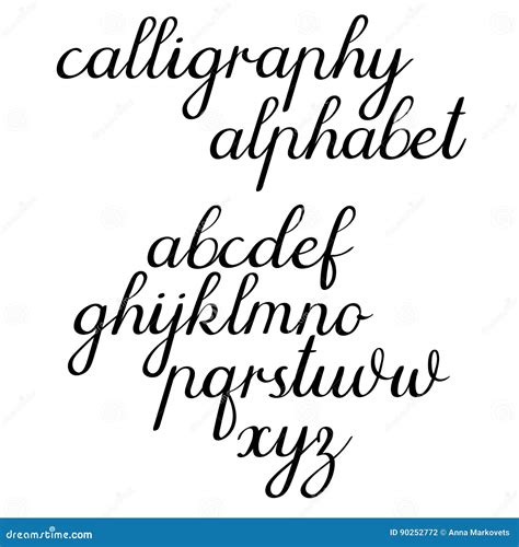 Calligraphic Vector Alphabet Classic Calligraphy Handwritten Letters Vector Illustration