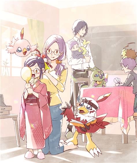 Inoue Miyako Ichijouji Ken Wormmon Hawkmon Poromon And 2 More