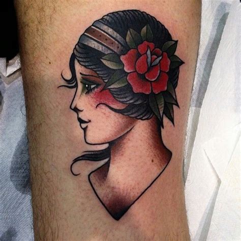 Old School Tattoo Girl Rose Beautiful 문신 아이디어