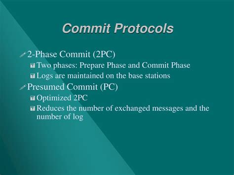 Ppt Low Cost Commit Protocols For Mobile Computing Environments Powerpoint Presentation Id