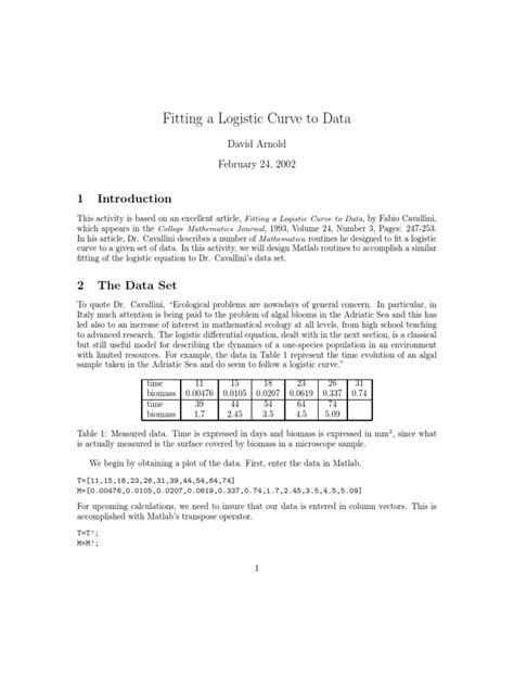 Fitting A Logistic Curve To Data Download Free Pdf Least Squares Derivative