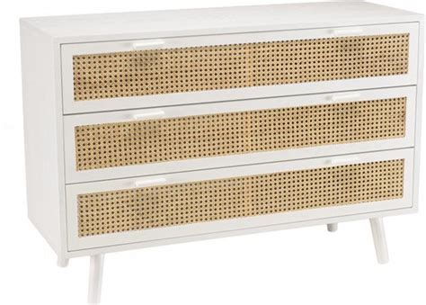 Macabane Sandro Commode Witte à 3 Tiroirs En Osier Naturel