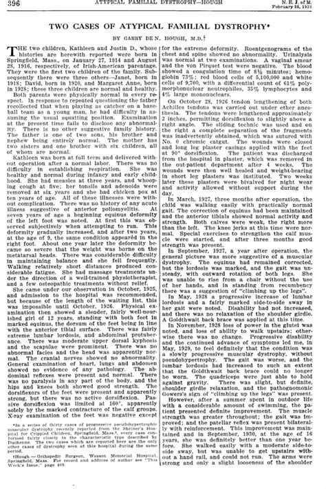 Two Cases Of Atypical Familial Dystrophy New England Journal Of Medicine