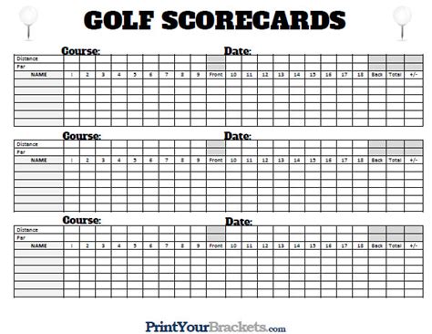Free Printable Golf Scorecard