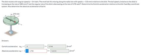 solved the disk rotates with angular speed w 3 4 rad s