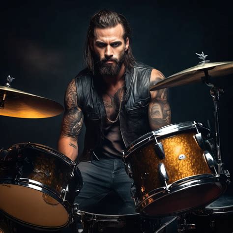 Brutal Handsome Drummer Of A Rock Band — Image Created In Shedevrum