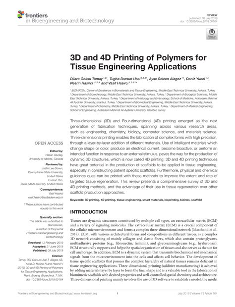 Pdf 3d And 4d Printing Of Polymers For Tissue Engineering Applications