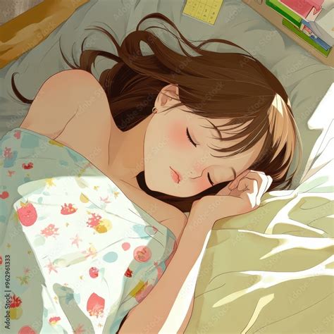 Cozy Up With This Cute Anime Girl In Bed Drifting Off To Sleep Sweet