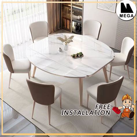 🇸🇬【free installation】⚡luxury extendable sintered stone dining table set