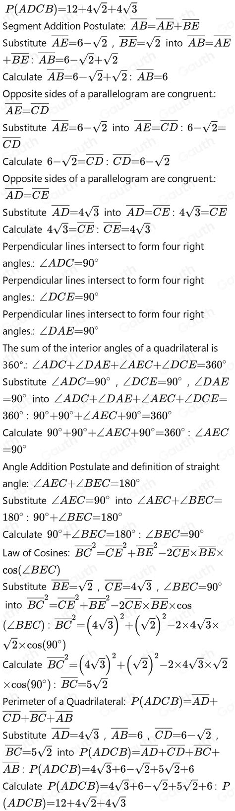 solved find the area and the perimeter of the quadrilateral abcd