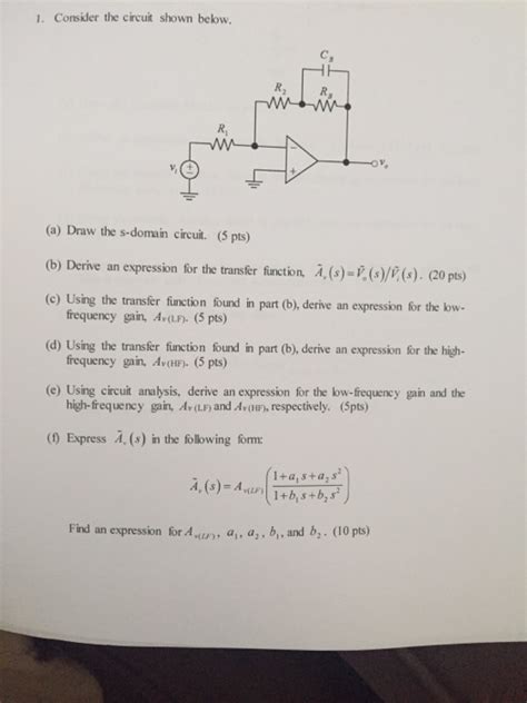 solved consider the circuit shown below draw the s domain