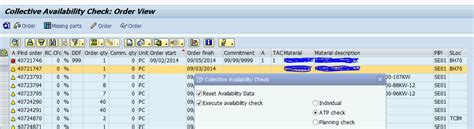solved collective material availability check for planned sap