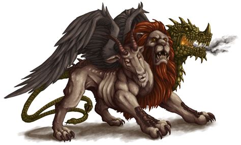 Chimera Lion Goat Serpent Wings Ancient Greek Chimera Creature