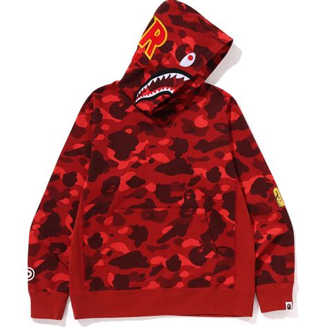 Bape Color Camo 2nd Shark Pullover Hoodie Mens Streetwear