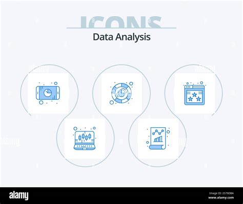 Data Analysis Blue Icon Pack 5 Icon Design Graph Database Report Focus Analysis Mobile