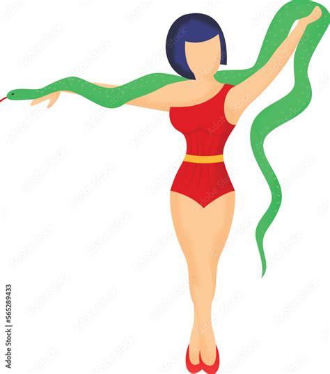 Jungle Girl With Python Or Belly Dancer Vector Icon Design Circus