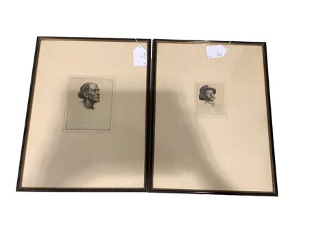 Lot 2 Framed Etching Portraits