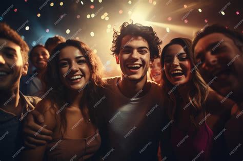 Premium Photo Group Of Friends Posing For A Candid Photo Generative Ai