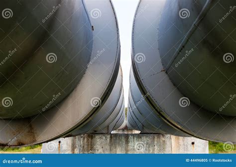 Close Up Of Two Parallel Pipelines Stock Image Image Of Coupling