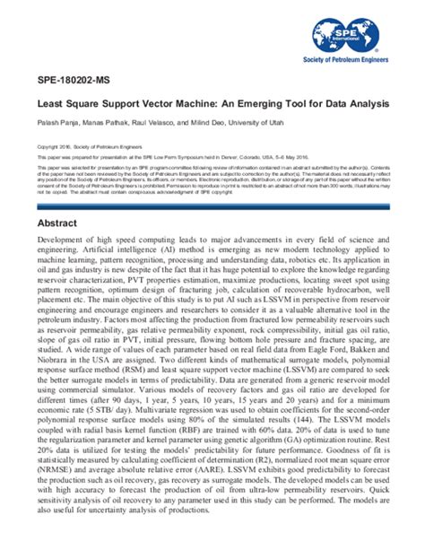 Pdf Least Square Support Vector Machine An Emerging Tool For Data