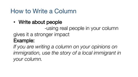 Column Writing How To Write Column Writing Pptx Hobbies And Interests