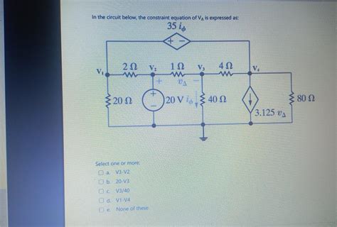 Solved In The Circuit Below The Constraint Equation Of VΔ