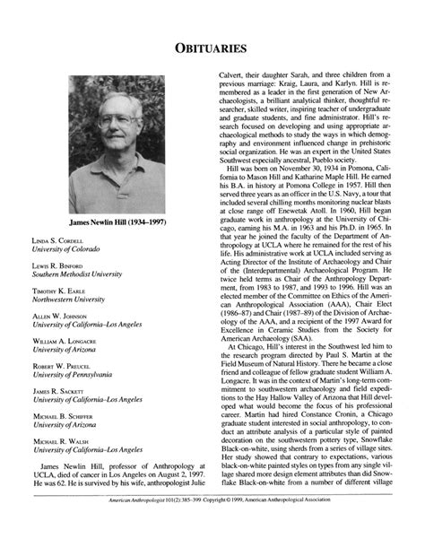 Pdf James Newlin Hill Obituary