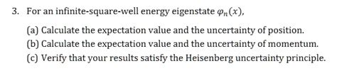 Solved For An Infinite Square Well Energy Eigenstate N X A