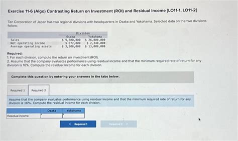 solved exercise 11 6 algo contrasting return on investment