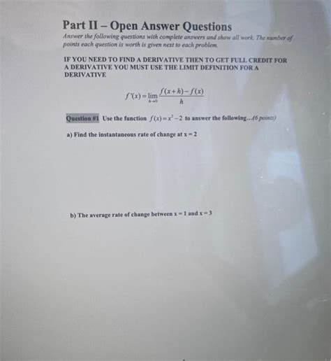 solved part ii open answer questions answer the following