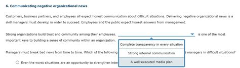Solved 6 Communicating Negative Organizational News