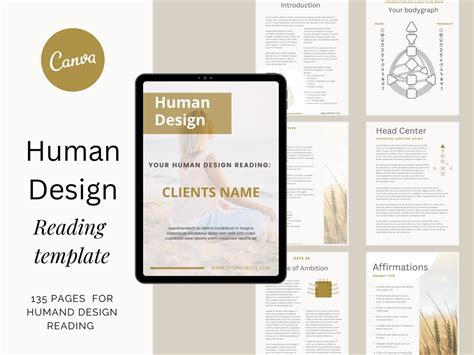 Editable Human Design Reading Report Template Gold Canva Ebook