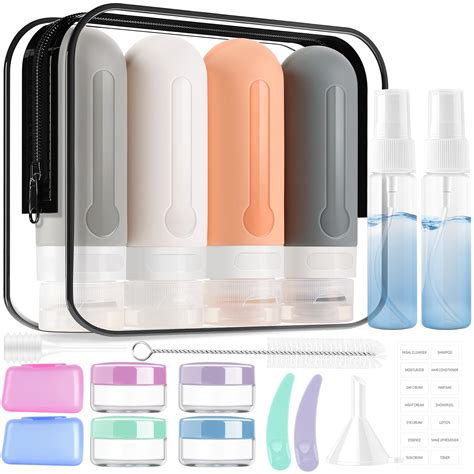 19 Pack Leak Proof Silicone Travel Bottles Set Tsa
