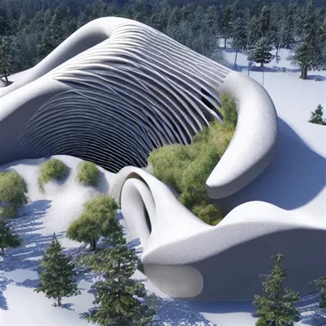 Museum With Parametric Architecture Style At A Volcano Stable Diffusion