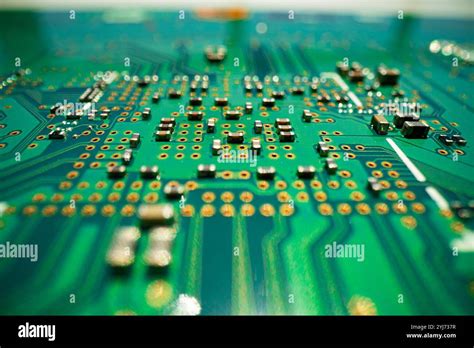 Computer Motherboard Close Up Computer Circuit Board With Electrons