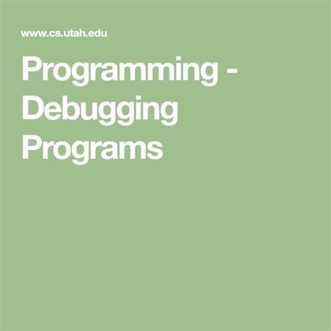 Programming Debugging Programs Programming Programming Code