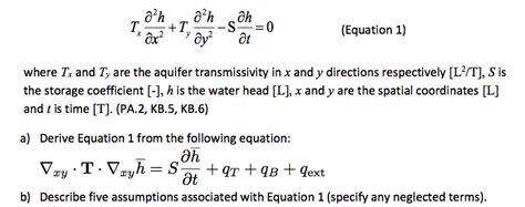 Equation 1 Ot Where Tr And Ty Are The Aquifer
