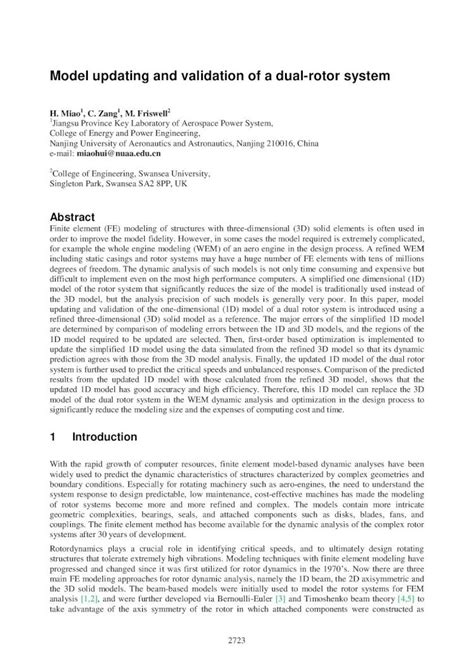Pdf Model Updating And Validation Of A Dual Rotor Systemmichael