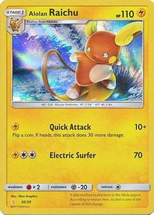 Alolan Raichu 3030 Holo Unlimited Promo Sm Trainer Kit