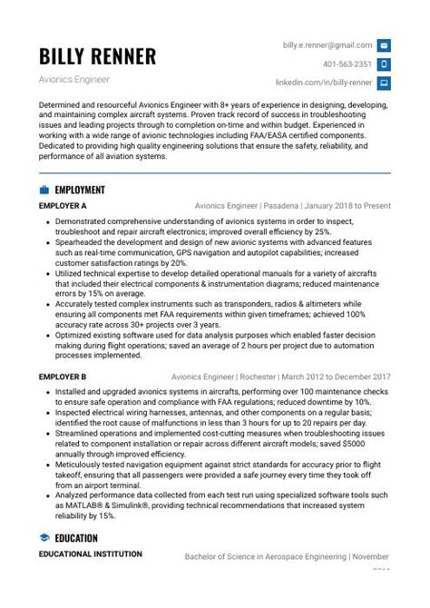 Avionics Engineer Resume Cv Example And Writing Guide