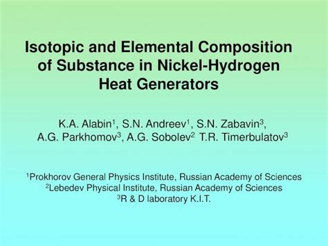 Pdf Isotopic And Elemental Composition Of Substance In Nickel