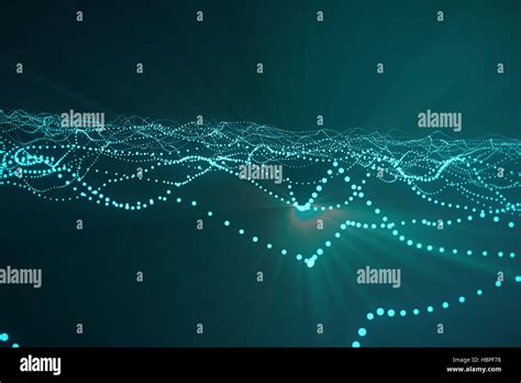 3d Rendering Abstract Polygonal Wave Background With Connecting Dots And Lines Connection