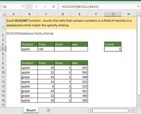 How To Use Dcount Function
