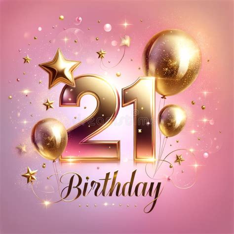 Dazzling Golden 21st Birthday Party Elegance Stock Illustration