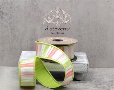 15” X 10 Yard Wired Faux Dupion Stripe Dstevens Ribbon Spring