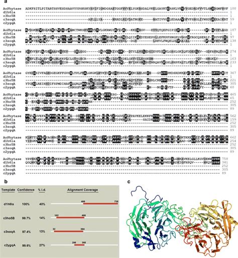 Multiple Sequence Alignment And Homologous Modeling Of Aophytase A Download Scientific Diagram