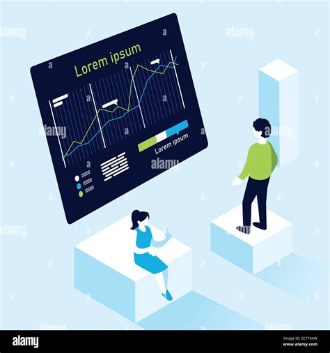 Increase Line Chart Infographic Woman And Man Design Data Information And Analytics Theme