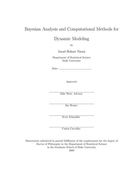 Bayesian Analysis And Computational Methods For Dynamic Modeling